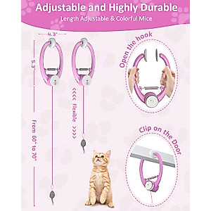 Cat Toys, Hanging Automatic Interactive Cat Toy, Colorful Bouncing Mice, Extra Long Elastic Rope, Motion Activated Rechargeable Cat Feathers Toys, Interactive Cat Toys for Indoor Cats/Kittens