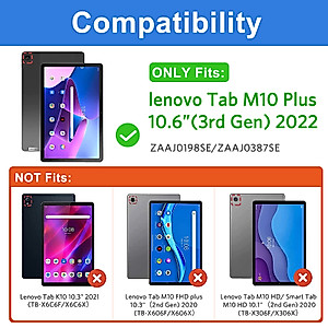 CoBak Lenovo Tab M10 Plus Case 10.6 Inch 2022 3rd Gen, Slim Stand Hard Back Shell Protective Smart Cover Case for Lenovo Tab M10 Plus 10.6" 2022 Release, Black