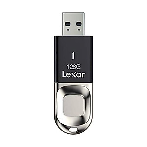 Lexar Jumpdrive Fingerprint F35 128 GB USB 3.0 Flash Drive, Black/Silver (LJDF35-128BNL)