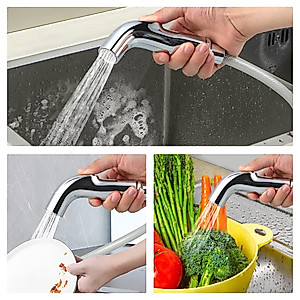 Universal Fit Sink Spray Attachment, Kitchen Side Sprayer Head, Pull Out Spray Head, Faucet Sprayer Replacement For Delta, Moen, Kolher and Other OEM Brands, Chrome Finish, Ergonomic Design
