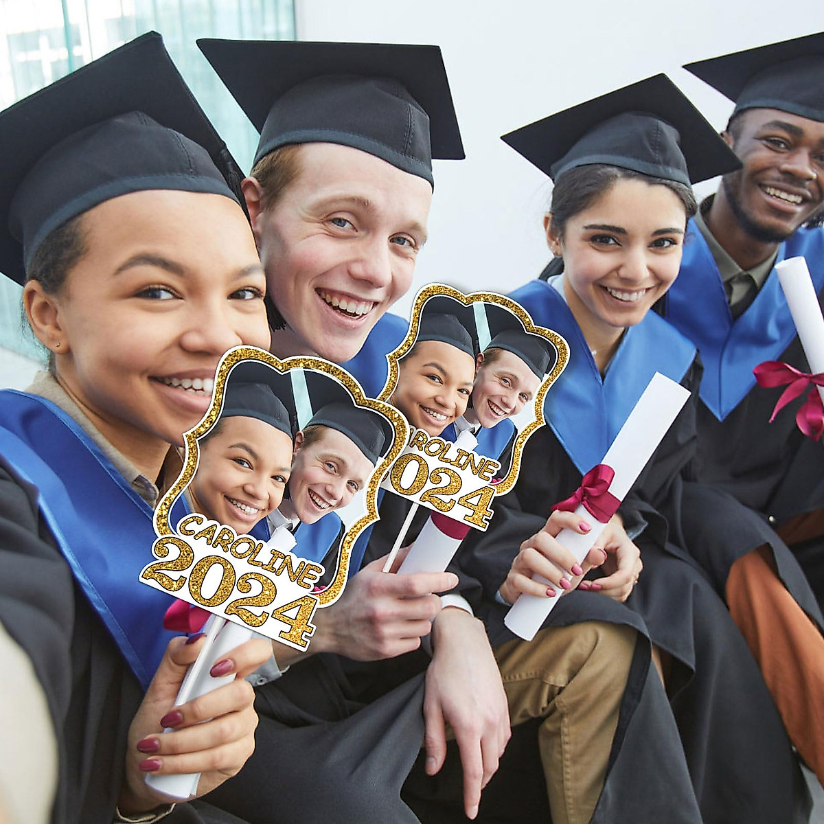 Big a Head on Stick Custom Cardboard Cutout Personalized Head Cutouts Fans Customized Face Photo Pictures Cut Out for Bachelorette Party Birthdays Graduatation 3PCS Different Head