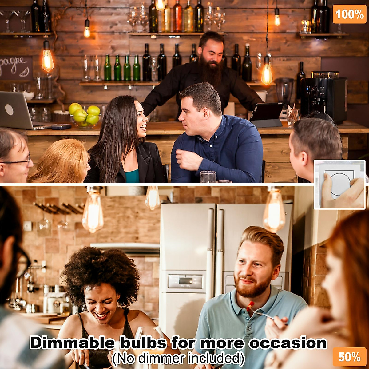 Svater 4-Pack Vintage LED Edison Bulbs 60W Equivalent, 6W ST58 2700K Warm White Antique LED Filament Bulbs, E26 Medium Base, Clear Glass Style for Home and Commercial, Dimmable