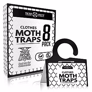 TRAP A PEST Clothing Moth Traps - 8 Pack - Non Toxic Moth Traps for Clothes with Pheromone Attractant - Odorless Sticky Traps for Closet, Carpets