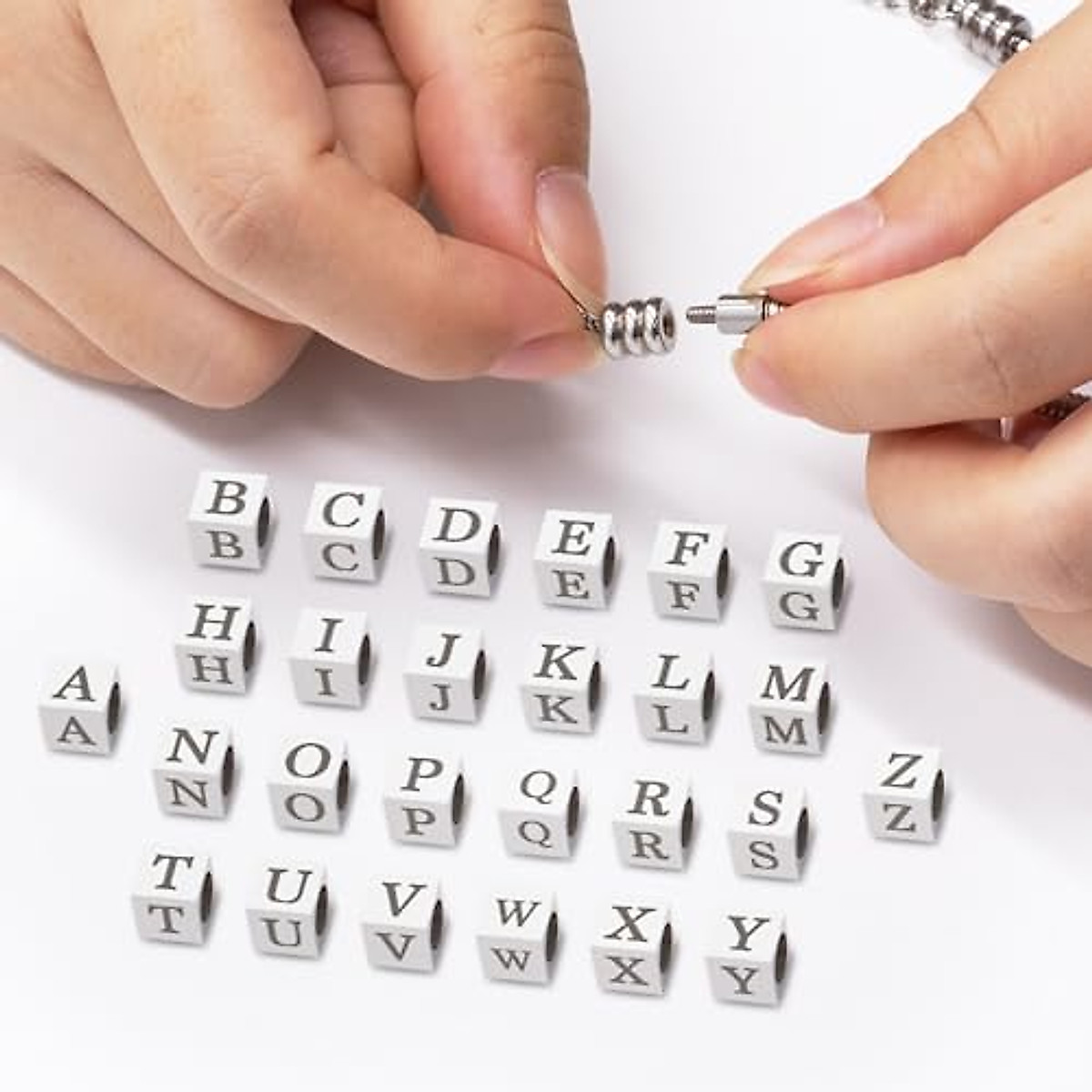 TAGOMEI Initial Bracelet for Women Teens, Stainless Steel Silver Dainty Letter Bracelets, Personalized Initial Charm Alphabet Jewelry Gifts