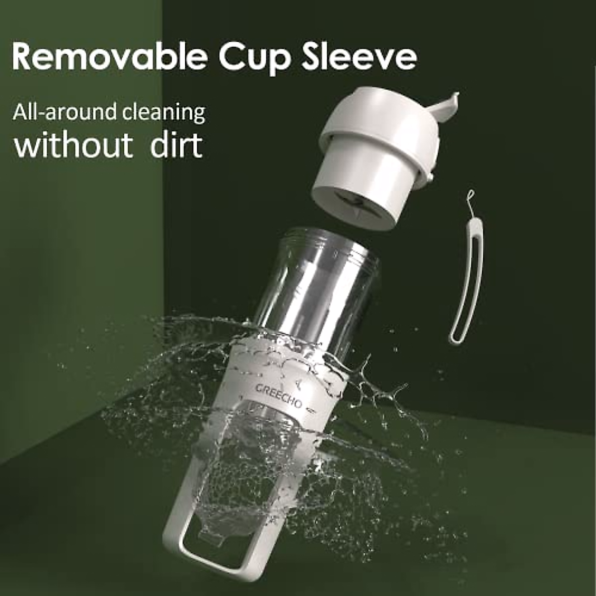 GREECHO Portable Blender, One-handed Drinking Mini Blender for Shakes and Smoothies, 12 oz Personal Blender with Rechargeable USB, Made with BPA-Free Material Portable Juicer