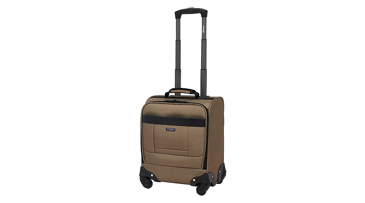Wrangler 15" Underseat Spinner Luggage with USB - Mocha Travel Gear