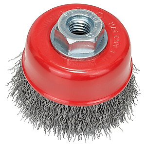 Bosch 2608622098 Cup Brush Crimped Wire, 0.3mm Steel, 70mm x M14, Silver