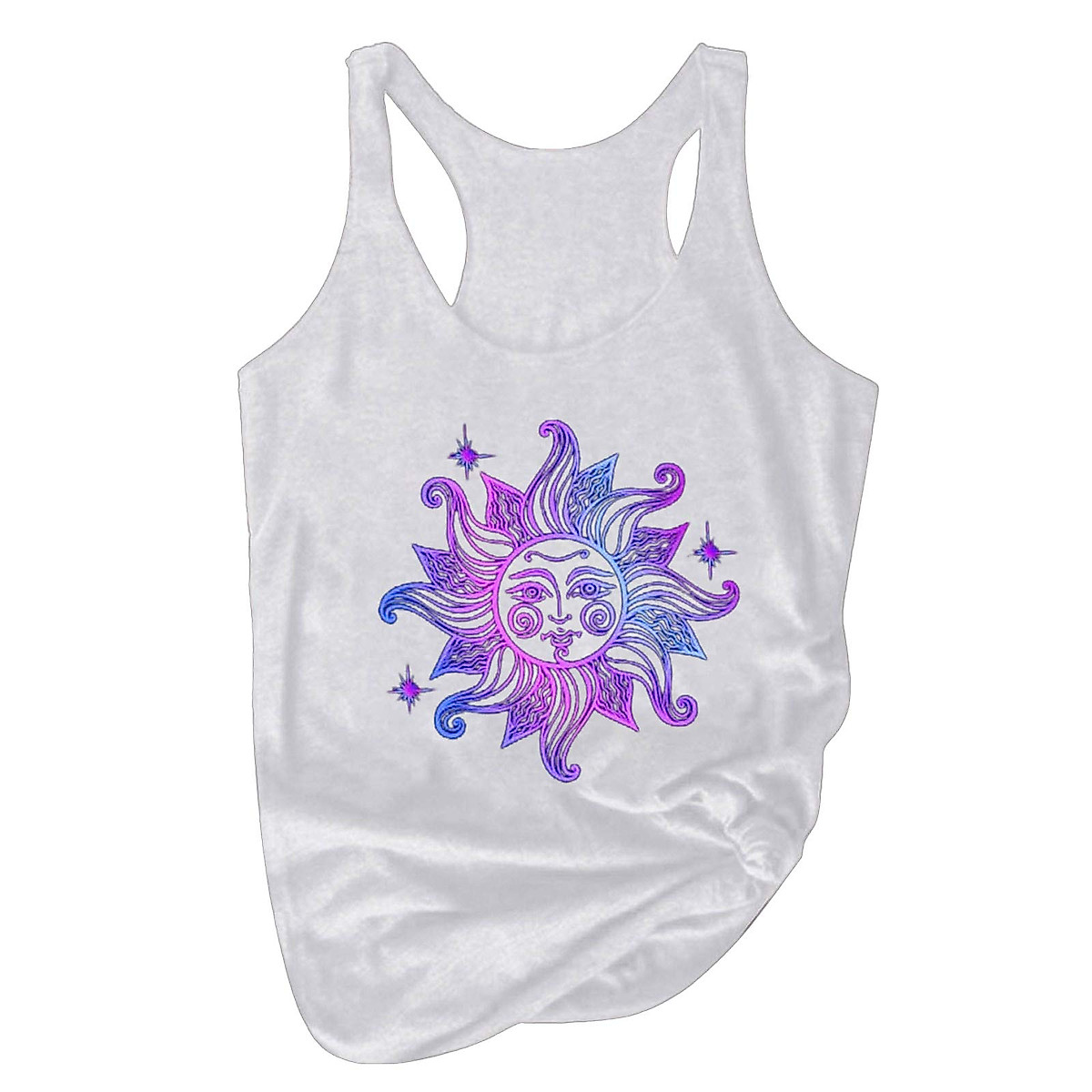 Padaleks Sun Moon Printed Tank Top for Women Casual Sleeveless Graphic Tees Shirts Loose Blouse Tunic Tops Vest White