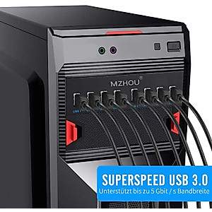 MZHOU Front Panel USB 3.0 Hub 8 Port,19 Pin to 8 Port USB 3.0 Hub for PC, USB Flash Drives, Transfer Speed up to 5 Gbps, Fits Any 5.25” Computer Case Front Bay