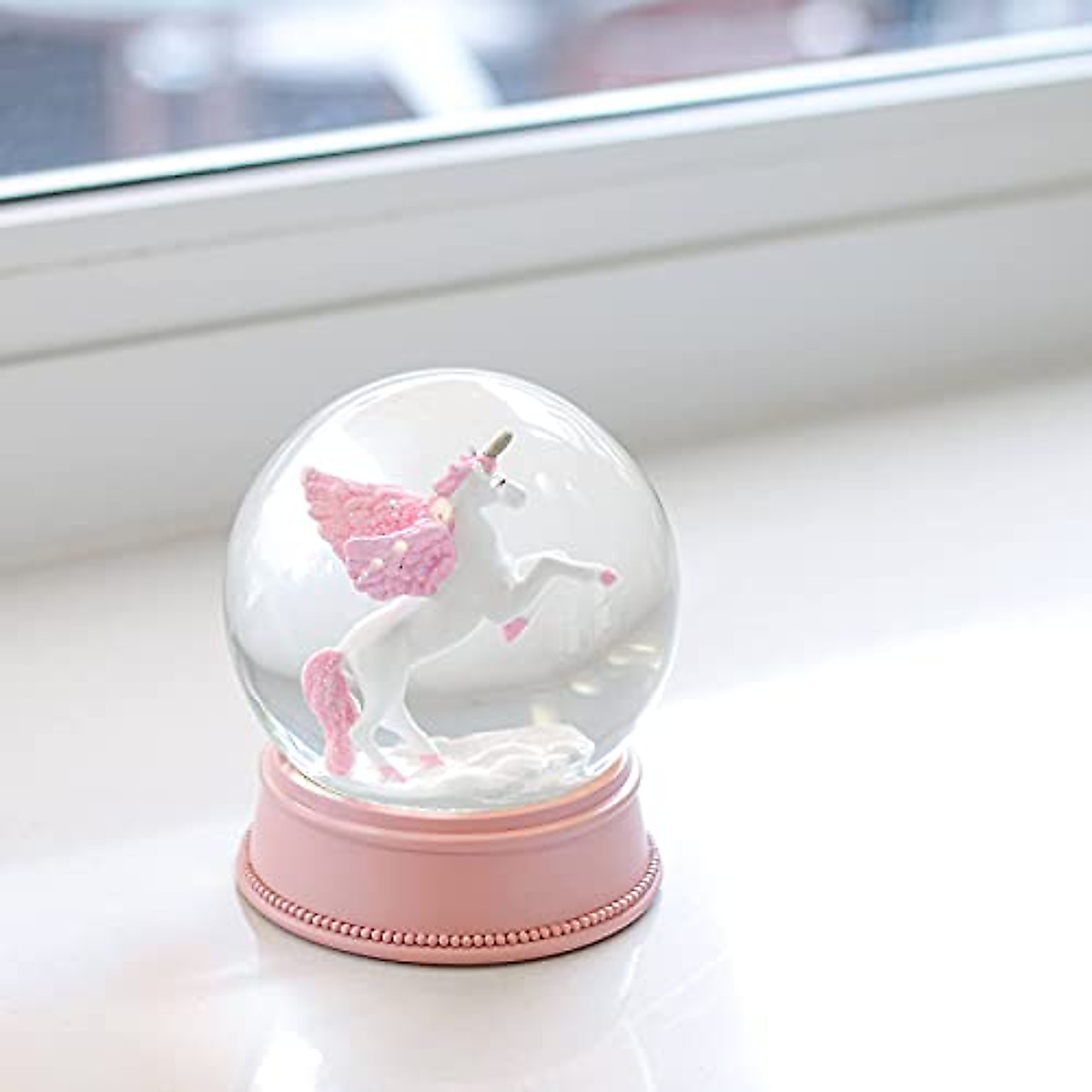 Unicorn Snow Globes for Girls, 100MM Pink Glitter Glass Snowglobe for Kids, Christmas Birthday Gifts for Girls,Wife,Daughter,Granddaughter