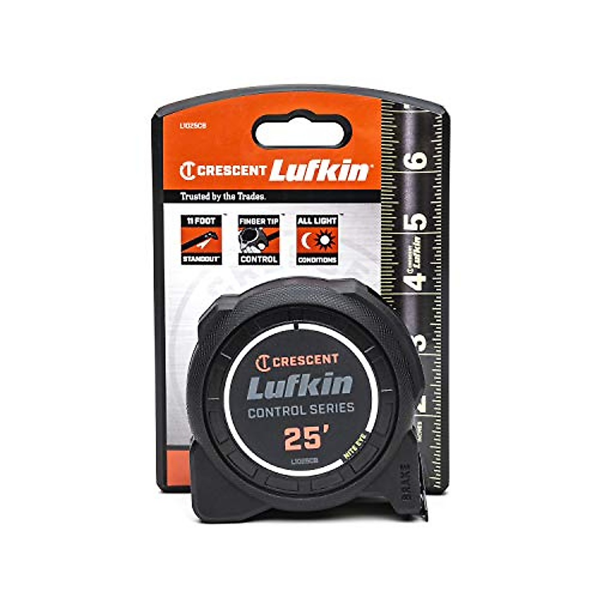 Crescent Lufkin 1-3/16 x 25' Command Control Series Black Clad Tape Measure - L1025CB