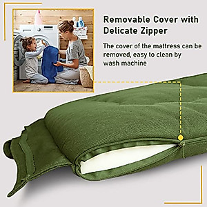 MAXYOYO Roll Up Mattress Sleeping Mat, Floor Futon for Outdoor Indoor, Upgraded Portable and Foldable Mattress, Green Twin, 75x36 Inch