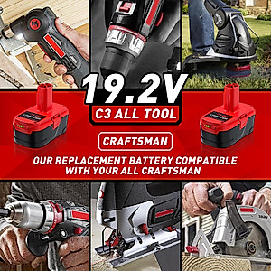 7000mAh C3 19.2 Volt Battery Replacement for Craftsman 19.2V Lithium-ion Battery for Craftsman DieHard XCP 3130211004 130279005 11375 11045 1323903 315.115410 315.11485 Cordless Battery 2Pack