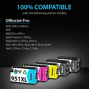 Smart Ink Compatible Ink Cartridge Replacement for HP 950XL 951XL 950 XL 951 XL 5 Pack Combo to use with Officejet Pro 8600 plus 8610 8620 8100 8625 8630 Printers (2 Black & 1 Cyan 1 Magenta 1 Yellow)