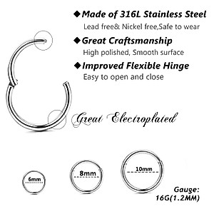 MILACOLATO Cartilage Earring 11Pcs 16G 18G Stainless Steel Cartilage Earrings Stud Hoops Conch Forward Helix Earrings Tragus Daith Piercing CZ Barbell Stud Cartilage Piercing Jewelry for Women of All Ages-silver