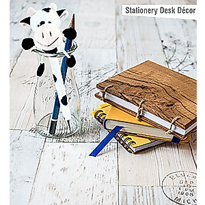 DolliBu White Cow Plush Pen - Cute & Soft Farm Life Stuffed Animal Ballpoint Novelty Pen Toy, Writing Pen Instrument For Cool Stationery School & Office Desk Decor Accessories for Kids & Adults