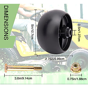 734-04155 Deck Wheel Compatible with MTD Cub Cadet 734-04155 Husqvarna 532174873 Toro 112-0677 Craftsman MTD AYP, 5 inch Lawn Mower Deck Wheels Fit for Most 42'' 46'' 48'' 50" 54" Decks (4 Packs)