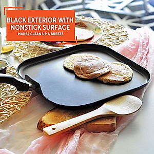 IMUSA 11in Bistro Aluminum Nonstick Square Griddle with Cool Touch Handle, Black