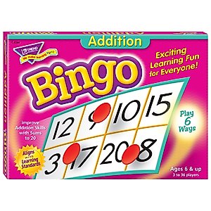 Trend Enterprises: Addition Bingo Game, Exciting Way for Everyone to Learn, Play 6 Different Ways, Great for Classrooms and at Home, 2 to 36 Players, for Ages 6 and Up
