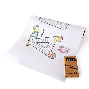 L LIKED Coloring Roll 15 Feet Continuous Self-Sealing Coloring Book Paper, Great for Group Funny Coloring Poster, Ages 3+ (Alphabet A-Z)