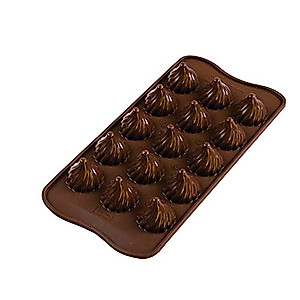 Silikomart 3D-Pralinenform Flamme, 15er-Form Silicone Mould Choco Flame, 8 ml x 15, Brown