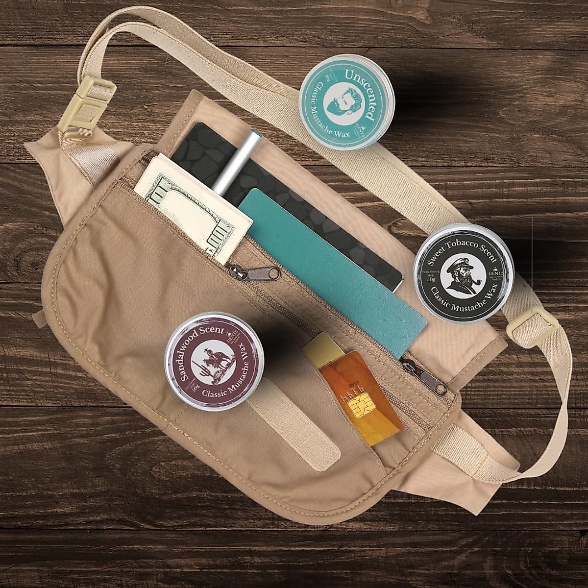 G.B.S Strong Hold Sandalwood Mustache Wax, Easy Application, Restyleable, long lasting hold