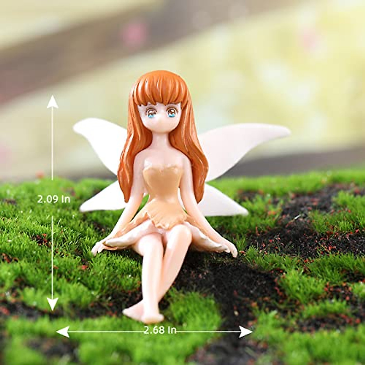 LONCESS Miniature Fairy Garden Accessories, Small Fairy Figurines for Fairy Garden, Flower Pot, Home Decoration, Birthday Cake Topper, Girl Fly Wing Figurines for Car Decor, 4 Pieces