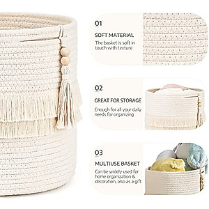 Dahey Hair Bows Organizer for Girls and Macrame Decorative Cotton Rope Storage Basket Boho Nursery Decor for Baby Girls Room