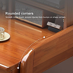 Solid Wood Writing Desk, Mid-Century Modern Computer Desk with Hutch and 2 Drawers,Simple Study Table Home Office Workstation with Open Storage Shelf(80x60x105cm(31x24x41in), Walnut)