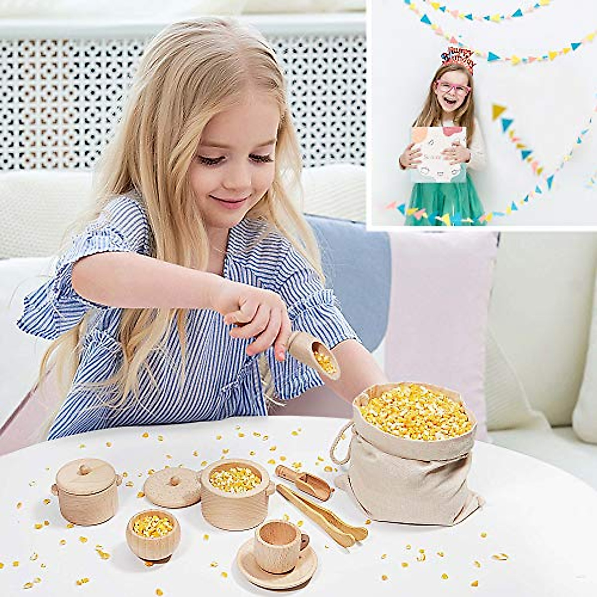 MONT PLEASANT Sensory Bin Toys for Toddlers Montessori Toys, Waldorf Toys, Pretend Play Dish and Tongs- Fine Motor Learning Toys for Sensory Table Activities