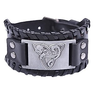 TURTLEDOVE Viking Bracelet Celtic Fox - Freya Cat in Triquetra Trinity Knot - Pagan Jewelry of Talisman