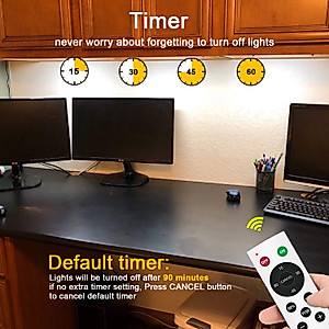 SZOKLED Under Cabinet Lights Battery Operated, Remote Control Closet Light 20-LED, Wireless Counter Lighting, Stick on Touch Night Light for Kitchen Hallway Stairs, Timing & Dimmable, 4 Pack