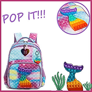 ZBAOGTW Mermaid School Backpacks for Girls,Girls Backpacks with Lunch Box and Pencil Bag,Pink Kids Backpack for School,Travel,Picnic