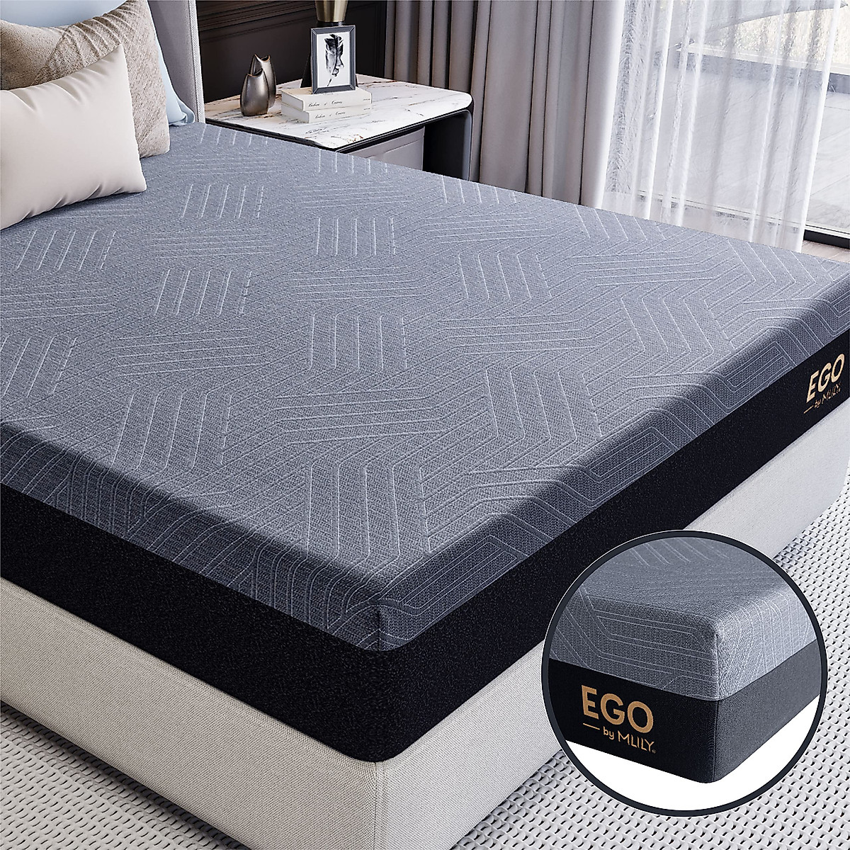 MLILY EGO Copper Twin Memory Foam Mattress 10 Inch, Copper Gel Infused Mattress Bed in A Box CertiPUR-US Certified Made in USA, Medium, 38”x75”x10”, Darkgray