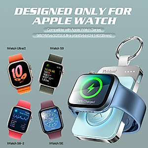 Pddosi Portable Wireless Charger for Apple Watch, 1500mAh Magnetic iWatch Charger Travel, Portable Watch Charger Keychain Power Bank for iWatch Series 9/8/7/6/5/4/3/2/SE/Ultra, Men Women Gift (Green)