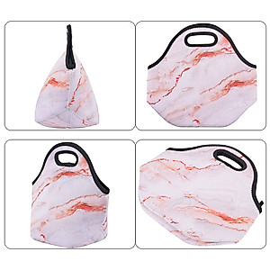 CM Soft Neoprene Tote Picnic Bag Lunch Container Box Organizer for Outdoor Travel (Orange Marble Pattern)