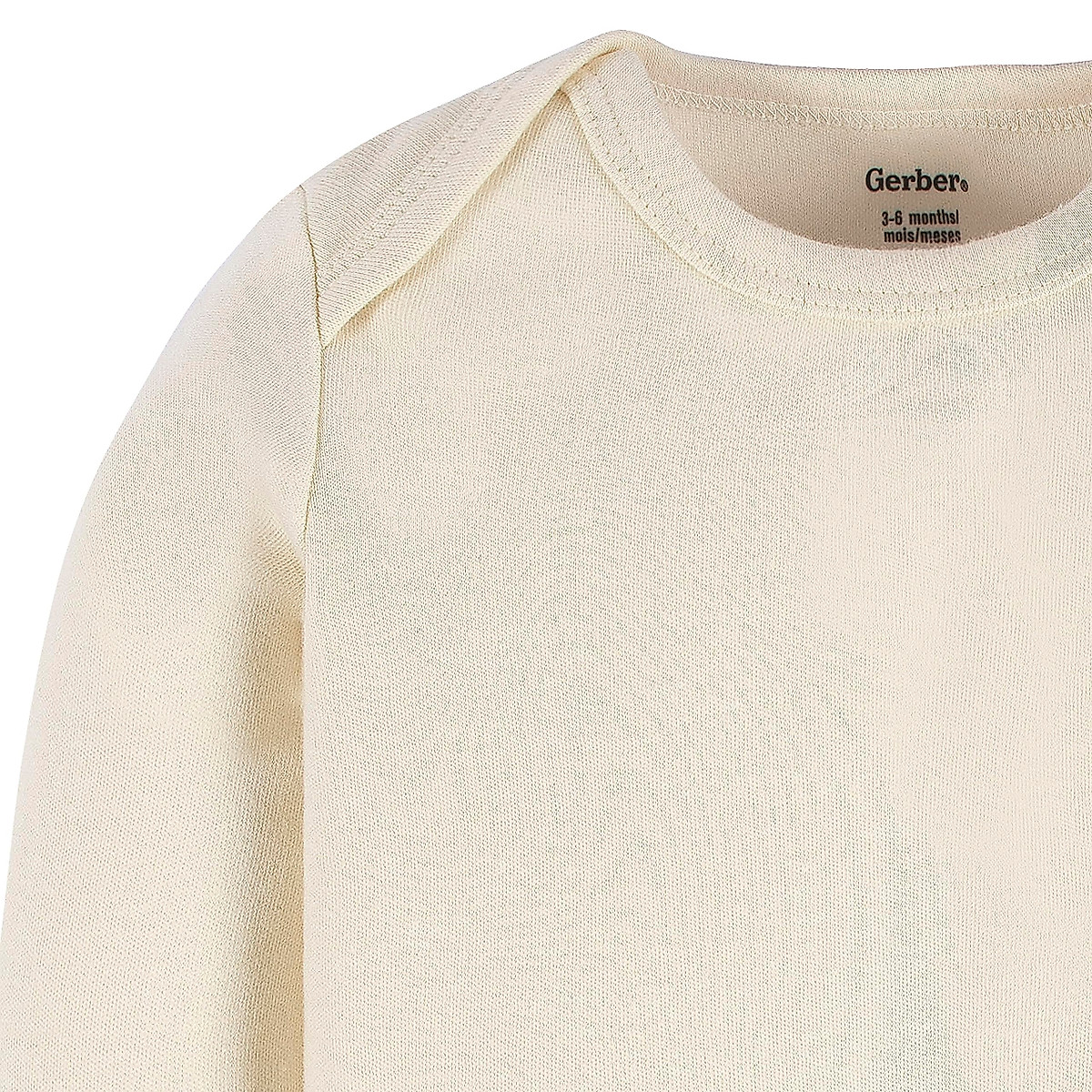 Gerber Unisex Baby Long Sleeve Solid Onesies Multi-Pack Interlock 180 GSM, Natural