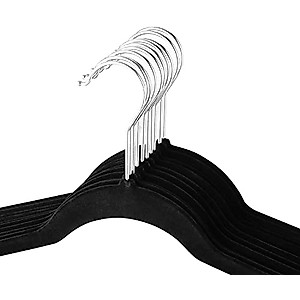 Velvet Clothes Hangers, 10 Pack Black Clothes Hangers, Non-Slip Hangers for Suit, Dress, Top Space Saving Clothing Hangers Set for Closet, Wardrobe, 360° Swivel Hook, Ultra Slim, Summer