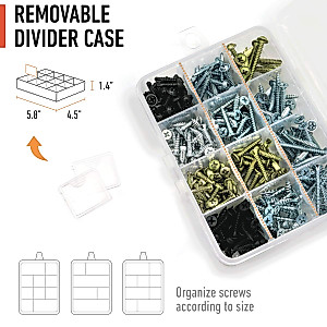 MYTOW Self Drilling & Self Tapping Screws Assortment Kit Set (250Pcs) Screws Available for Multi-use for Wood Screws, Sheet Metal Screws, and Drywall Screws,Screw Organizer and Storage