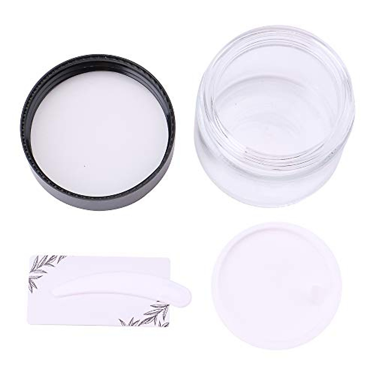 2 oz Round Glass Jars (12 Pack) - Empty Cosmetic Containers with Inner Liners, black Lids and Glass Sample Jars with lables (4 Each Transparent, Amber, Cobalt Blue) by THETIS Homes