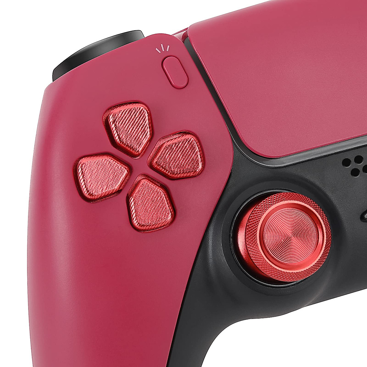 TOMSIN Metal Buttons Replacement Kit for PS5 Controller – Aluminum Thumbsticks & O X Square Triangle & Dpad Buttons Accessories Compatible with PlayStation 5 DS Controller (Red)
