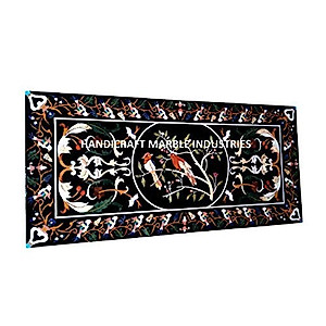 48" x 30" Inch Marble Inlay Table Bird Inlay Pietra Dura Design Rectangle Coffee Table, Accent Table, Center Table, Hallway Table, Entryway Table