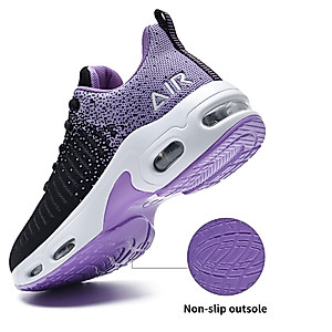 B BEASUR Air Shoes for Women Athletic Sports Workout Gym Tennis Running Sneakers - Purple2 - Size 8.5