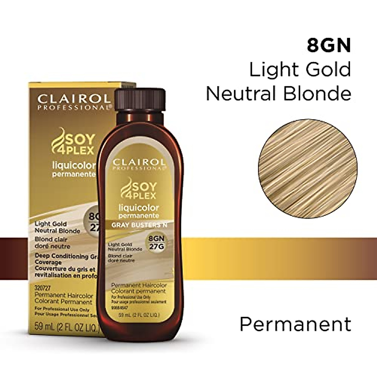 Clairol Professional Permanent Liquicolor, 8gn Light Gold Neutral Blonde, 2 oz. - Packaging May Vary