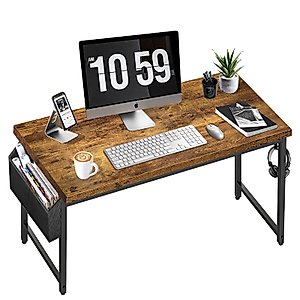 Lufeiya Home Office Desks 47 inch Desk for Bedroom Modern Simple Student Study Table 48 Vintage Writing Computer Desk, Rustic Brown
