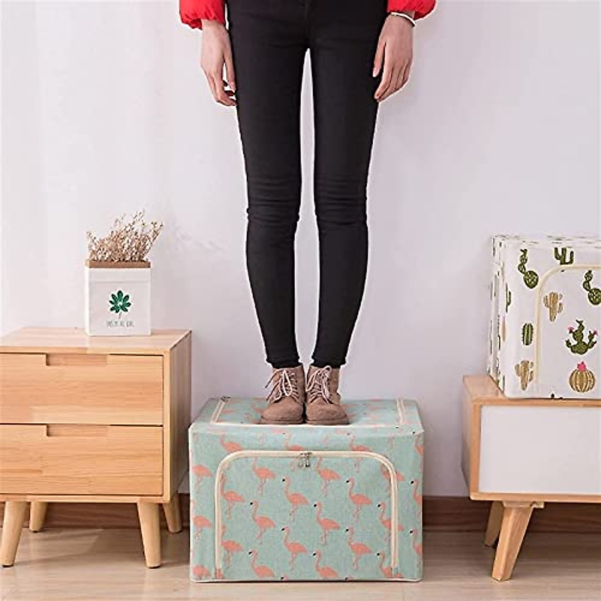 ZyHMW Large Foldable Clothing Storage Bags 2PCS, 66L Clothes Storage Bins, Thick Fabric Closet Organizers and Storage (Color : Bb) (Color : Bb)