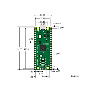 Raspberry Pi Pico Microcontroller Development Board Low-Cost, High-Performance,Based on RP2040 Chip, Dual-core Arm Cortex M0+ Processor,Flexible Clock Running up to 133 MHz