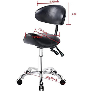 MWOSEN Saddle Stool Chair with Back Rolling Esthetician Seat for Salon Tattoo Shop Spa Facial lash Home Dentist Clinic Esthetician Chair(with Back Support, Black)