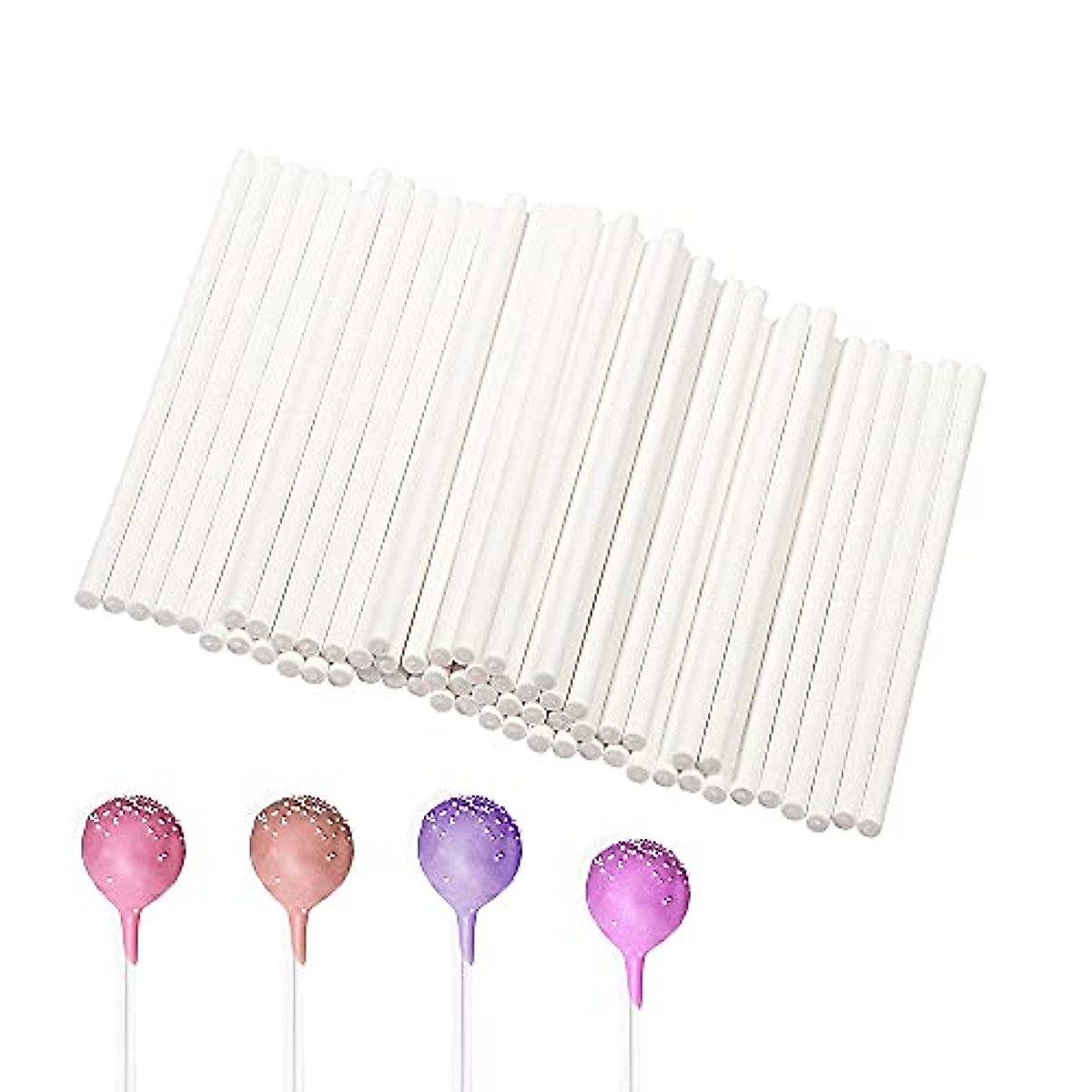Lollipop Sticks, 200PCS White Paper Lollipop Sticks 6 Inch Lollipop Treat Sticks Sucker Stick for Chocolate,Cake Topper,Rainbow Candy, Cake Pops(3.5mm)