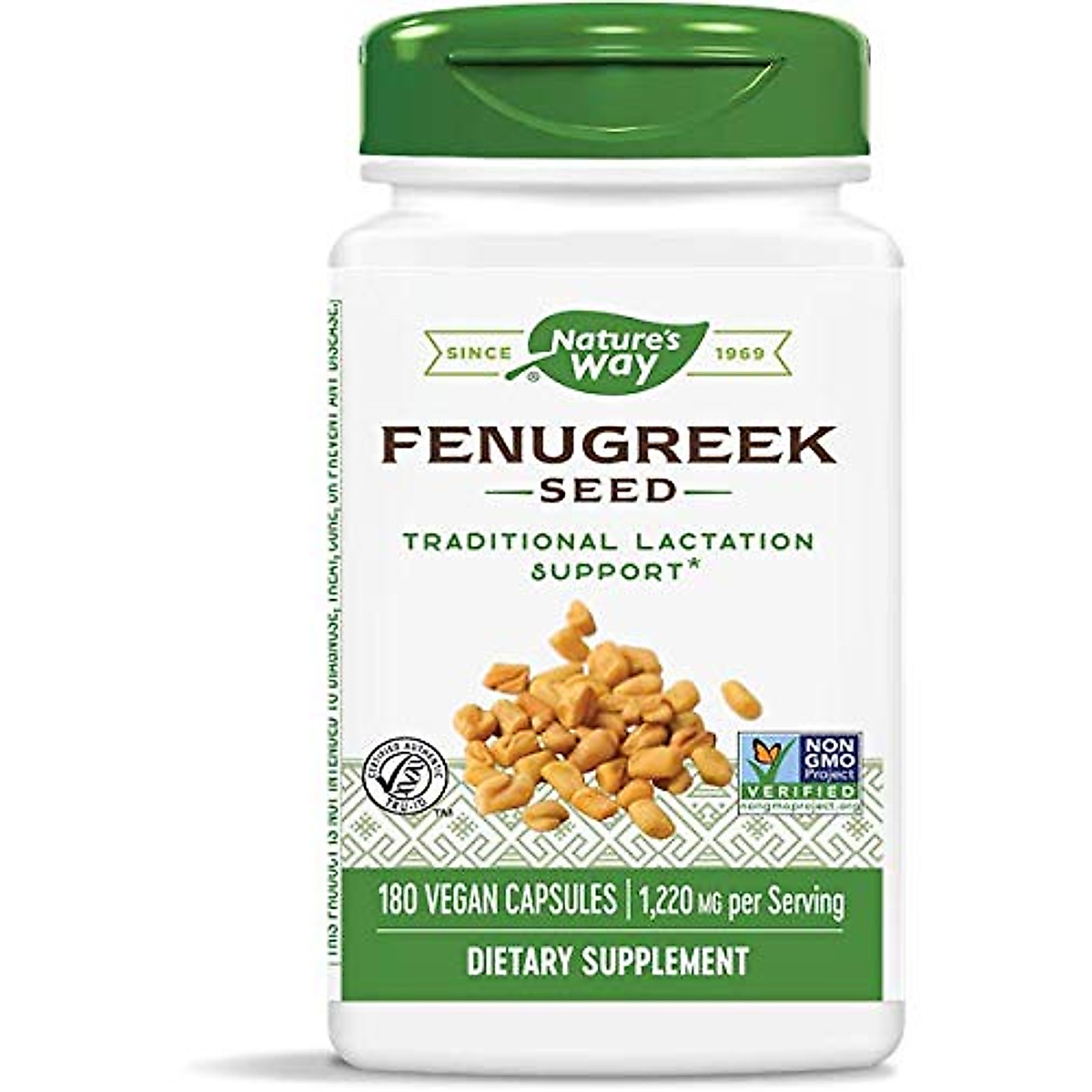 Nature's Way Fenugreek Seed 610 mg, Non-GMO Project Verified, TRU-ID Certified, Vegetarian, 180 Count, Pack of 2